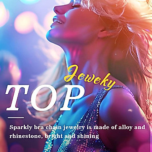 JEWEKY Rhinestone Bra Chain Top Silver Sparkly Crop Top Body Chain Beach Nightclub Rave Bikini Chest Accessories Jewelry for Women