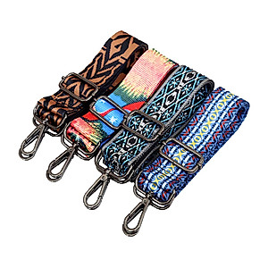 UMILY Purse Strap Replacement Multicolor Canvas Crossbody Strap for Handbags 80-140cm Length,3.8cm Wide