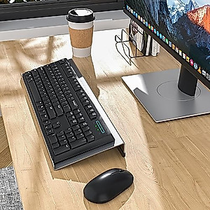 Aluminum Alloy Tilted Computer Keyboard Stand for Easy Ergonomic Typing, Keyboard Tray Holder with Silicone Non-Slip Case for Office Desk, Home, School, Desktop