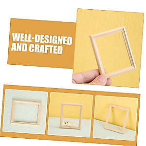 CIMAXIC 2pcs Miniature Photo Frame Tiny Picture Frame Mini House Accessories Dollhouse Photo Frame Mini Photo Frame Dollhouse Miniature Accessories Picture Frames Doll House Decor Wood