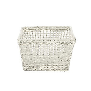 CosmoLiving by Cosmopolitan Cotton Rectangle Storage Basket with Handles, 19" x 16" x 10", White