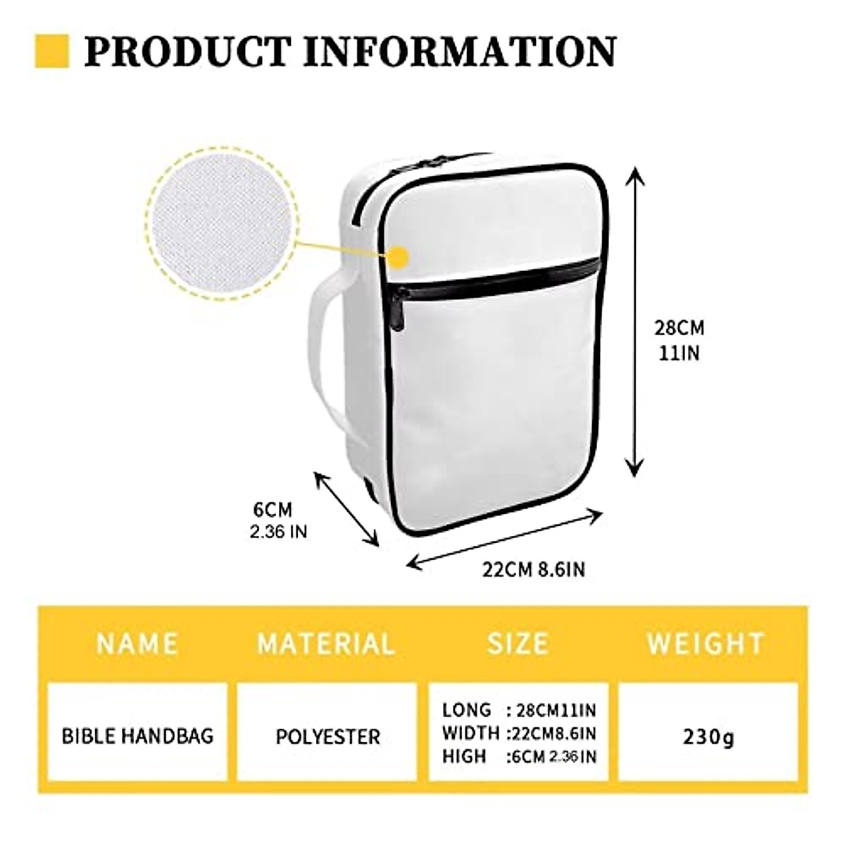 chaqlin Bible Cover for Women Girls Small Bible Protective Bible Book Case Fits Books 11X8.6X2.36 in Church Bag with Handle