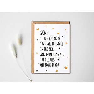 KrysDesigns Card For Son - Funny Card For Son - Son Birthday Card - Teenage Son - Recycled Son Card - Joke Card For Son - Son Card - Special Son Quote, 5 x 7 inches
