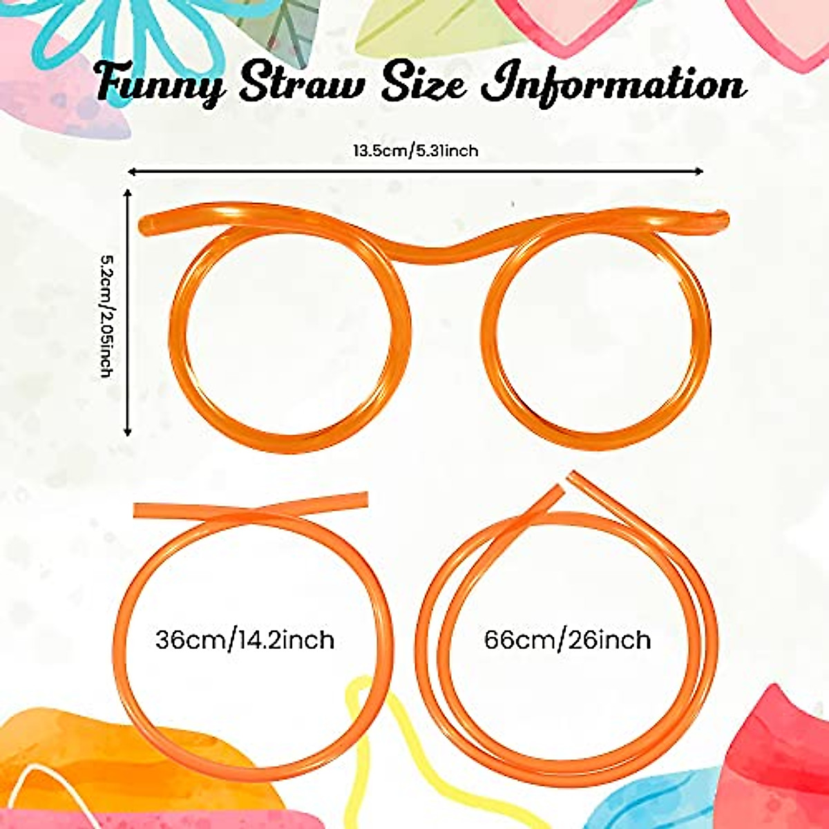 MOTZU 4 Pieces Silly Straws, Novelty Flexible Soft Drink Eyeglasses, Fun Party Drinking Straw Eye Glasses, Crazy Funky Drinking Tube For Party Supplies, Children Kids Birthday (Random Color)