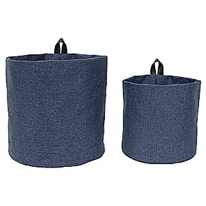 Bigso Soft Hang Around Hanging Storage Basket Large | Hanging Wall Basket for Organizing Everyday Necessities | Collapsible Wall Hanging Storage Basket for Closets | 8.7″x8.7″ | Large | Blue