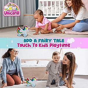 Ratatoys Wooden Toys Unicorn Baby Toy Pull Along for 1 Year Old and Above - H 61 x L 27 Inches, Toddler Boys & Girls, Unique Colorful Design - Improves Movement & Motor Skills, Birthday Party Gift