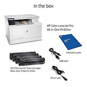 HP Color LaserJet Pro M182nw Wireless All-in-One Laser Printer, Remote Mobile Print, Scan & Copy, Works with Alexa (7KW55A)