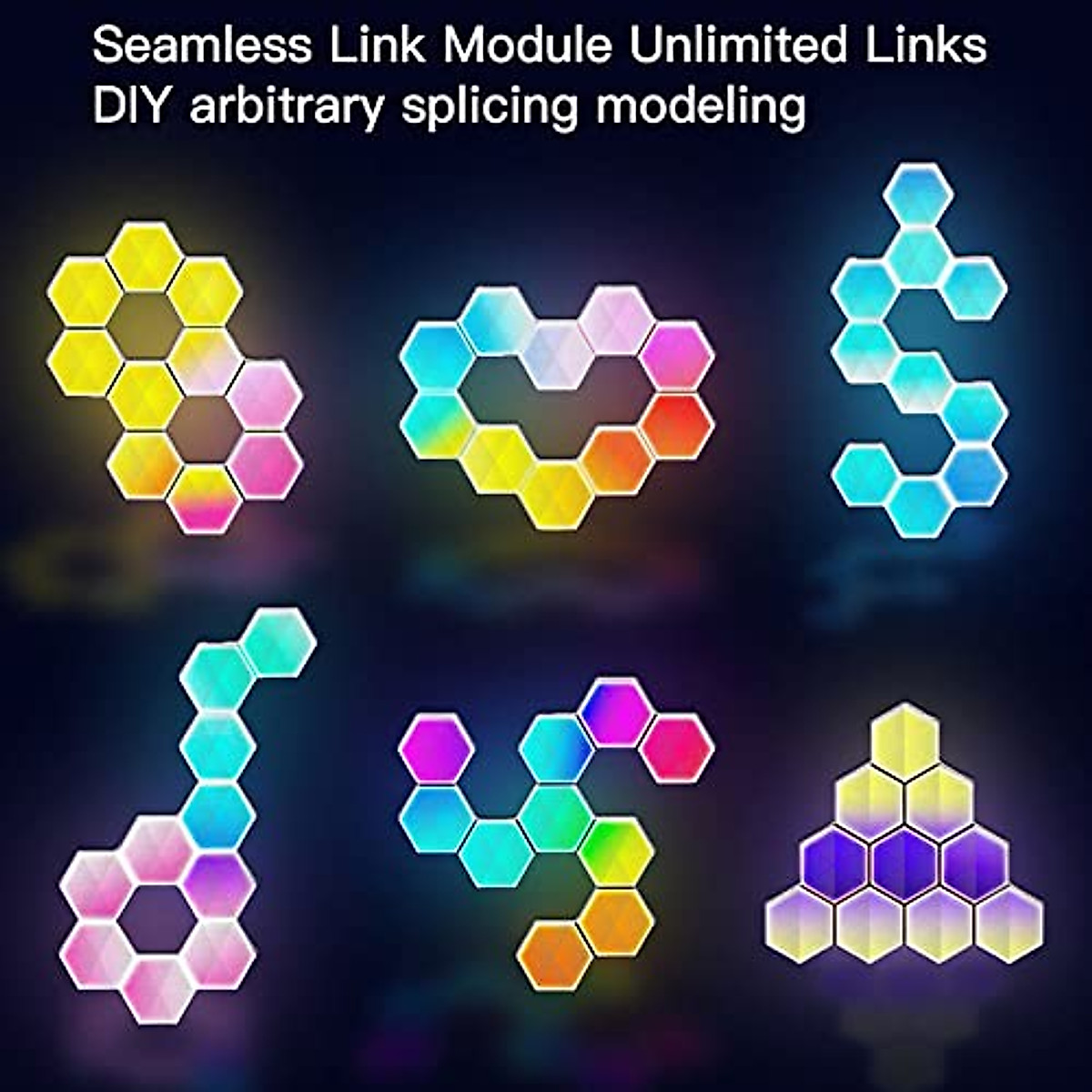 Firmlly RGB Hexagon Lights, LED Hexagon Wall Light, Smart Hexagonal Wall Panels, Bluetooth/WiFi Connection, LED Wall Panels for Gaming Room, Bedroom, Wall Decor (WiFi*3PCS, RGB)