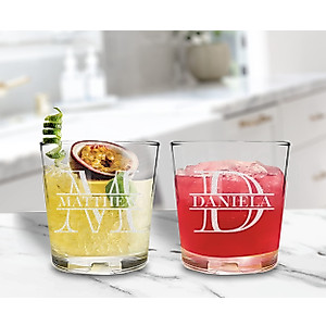 Custom Rocks Old Fashioned Cocktail Glasses Add Your Name Initial Birthday Anniversary Etched Whiskey Glass 9oz