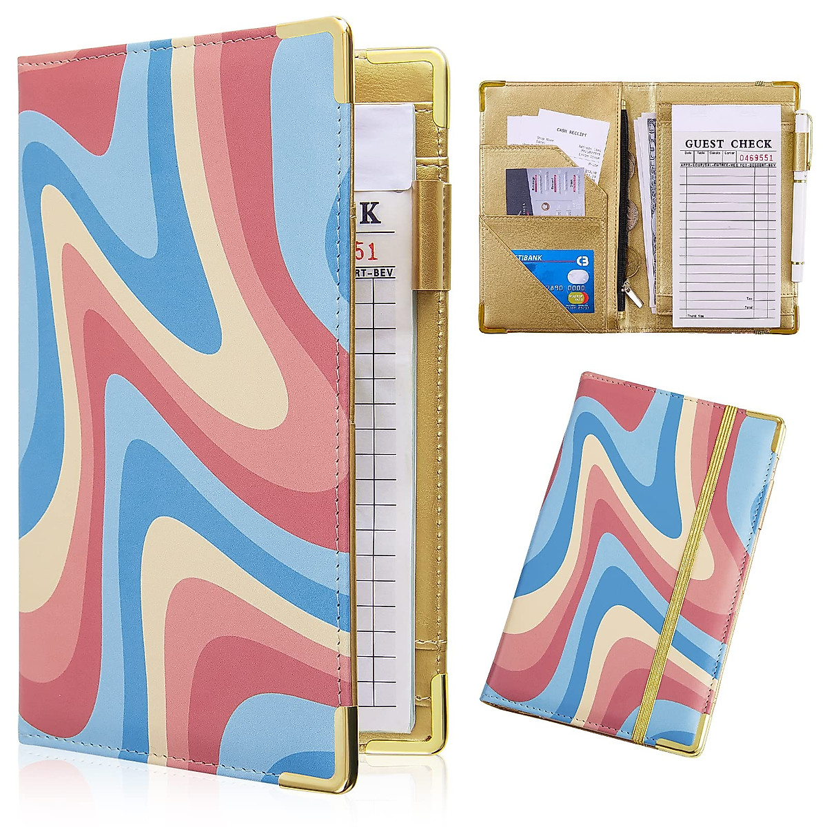 Waitress Book, Server Books for Waitress with Zipper Pocket Cute Serving Waiter Book for Waitress Notepad with Money Pocket and Zipper