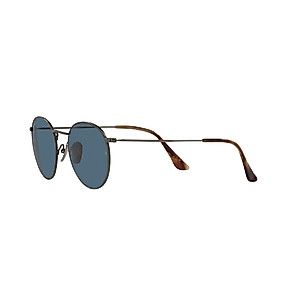 Ray-Ban RB8247 Round Titanium Sunglasses, Demigloss Pewter/Blue/Gold Mirrored Polarized, 47 mm