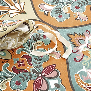 DaDa Bedding Bohemian Duvet Cover w/Pillow Cases - Reversible Coral Teal Floral Paisley Botanical Garden Party - Bright Vibrant Multi-Colorful Blue Salmon Pink - Full - 3-Pieces