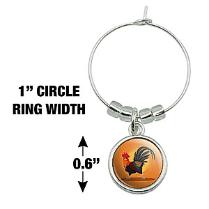GRAPHICS & MORE Rooster of Awesomeness Chicken Wine Glass Charm Drink Marker