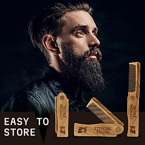 Striking Viking Pack of 2 Beard Balm (Vanilla) & Beard Folding Comb for Men