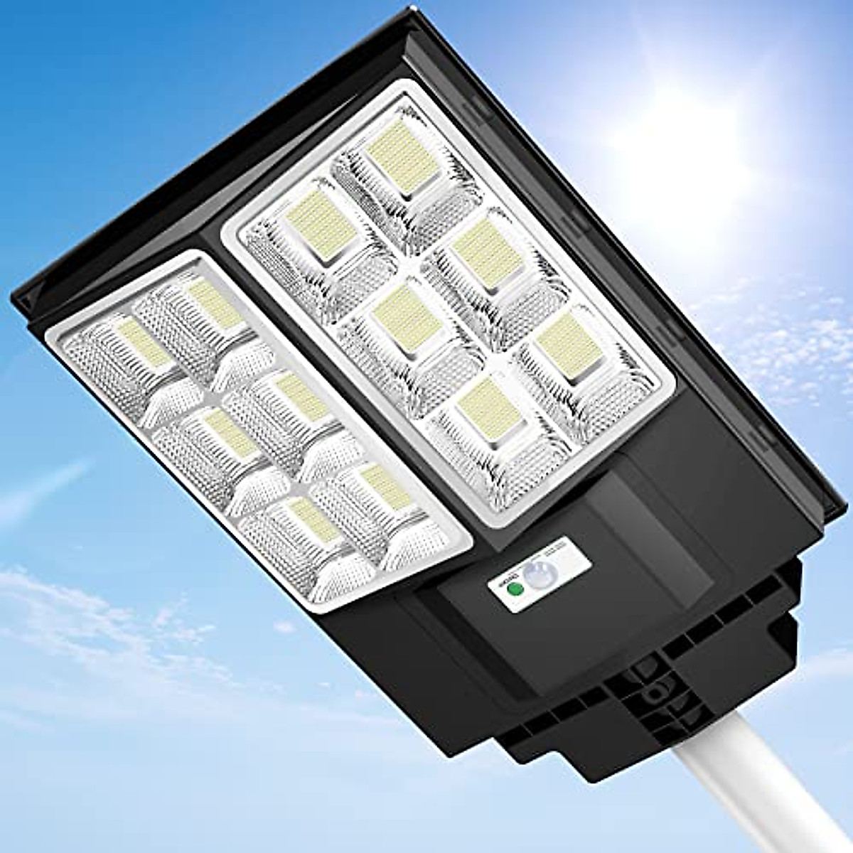 BUYTHA Solar Street Light,1000W LED Solar Street Lights Outdoor Waterproof, 100000LM Dusk to Dawn Super Bright Street Lights Solar Powered with Remote Control for Parking Lot Patio,Yard and Garage