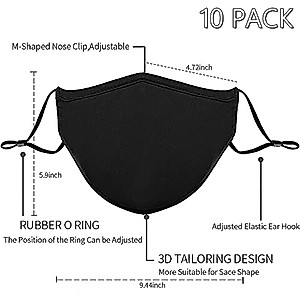 YYTDAISHU 10 Pack Black Reusable Breathable Cloth Face Protection, Adjustable Washable Male and Women Fashion Face Protection Cover