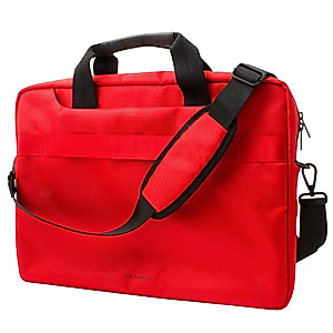 FERRARI Laptop Computer Messenger Bag Red with Black Piping and Embossed Yellow Logo