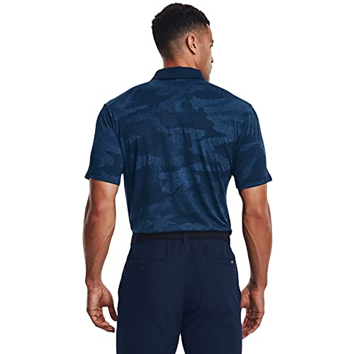 Under Armour Men's Standard Playoff 2.0 Short Sleeve Jacquard Polo, (408) Academy/Petrol Blue/Academy, Medium