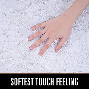 Flagover Super Soft Area Rugs Carpets, Fluffy Shaggy 5x8 White Rugs for Living Room Bedroom Girls Kids Room Furry Plush Carpets New Upgraded Fuzzy Bedside Rugs Fuzzy Home Dorm Decor Floor Mats