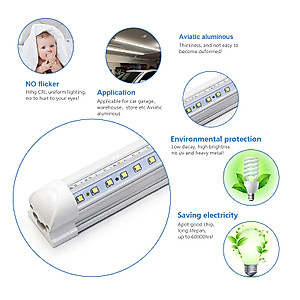 LED Shop Light 4FT 10 Pack, 40W 5400LM 6500K Linkable Shop Light Fixtures, V Shape High Output Clear Cover T8 LED Tube Light Plug and Play, 4 Foot LED Shop Light for Garage Warehouse Basement