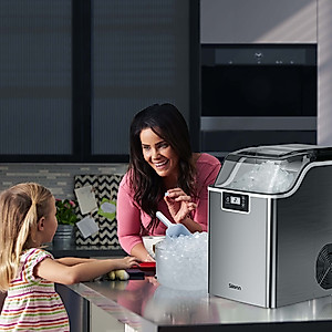 Silonn Compact Nugget Ice Maker，44lbs/Day Pellet Ice Maker Machine with Timer & Self-Cleaning Function, Portable Countertop Ice Maker for Home, Office, Bar, Perfect for Cocktails & Smoothies