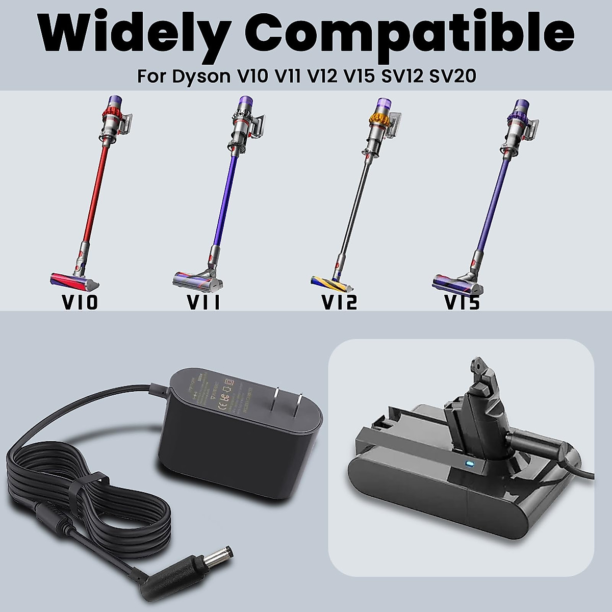 Charger Replacement for Dyson Vacuum Charger for Dyson Vacuum Cleaners V6 V7 V8 DC58 DC59 DC61 DC62 SV03 SV04 SV05 SV06 205720-02 Cordless Vacuum Cleaner Power Adapters