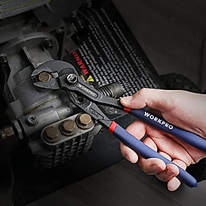 WORKPRO 2 Piece Groove Joint Pliers Set, 7 & 10-Inch Fast Adjustable Water Pump Pliers, V-Jaw Tongue and Groove Pliers in CRV Steel