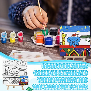 Tenceur 12 Sets Pre Drawn Canvas to Paint Paint Your Own Designer Canvas Set Coloring Painting Canvas Panels Pre Stenciled Canvas Boards with Paints and Brushes for Kid Adult(Cute Style)
