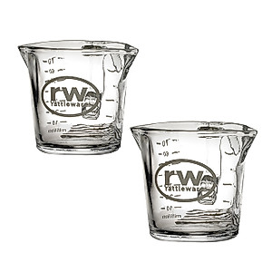 Rattleware Espresso Shot Glass Pitcher – Double Spouted Genuine Barista Measuring Cup with Graduations in Ml & Oz – High-Volume, Commercial-Grade for Swift Espresso Pouring & Precision (3 Oz, 2-Pc)