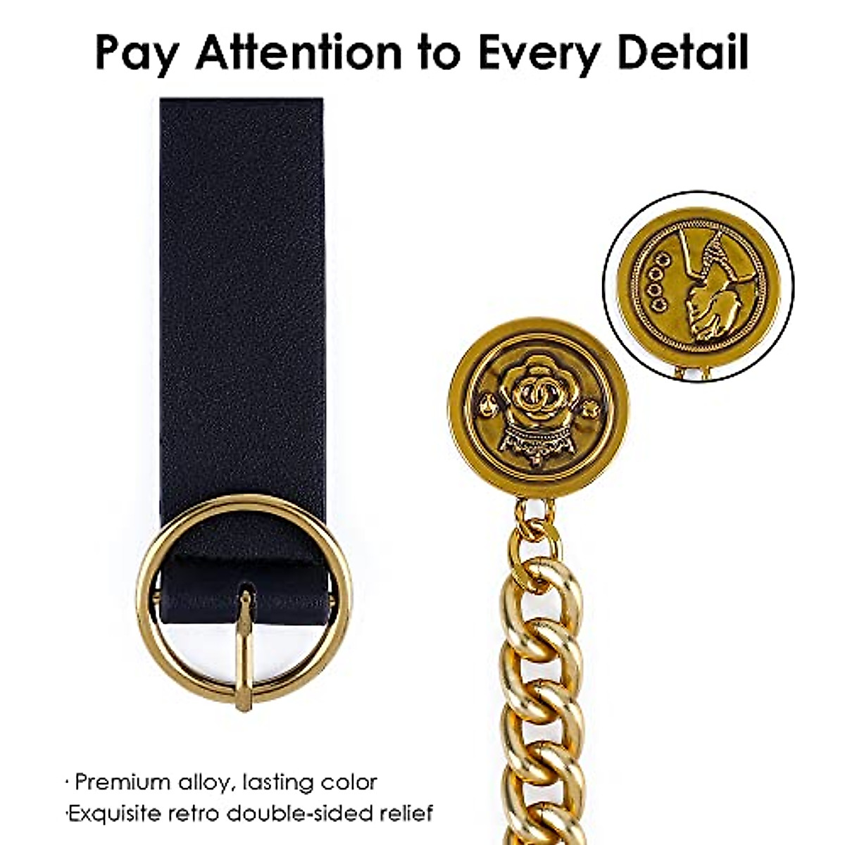 GELVTIC Leather Belts for Women Dresses Wide Waist Belts Women's Belt Self Tie Dress Belts (01-Black+Red)