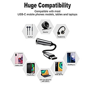 Eanetf USB C to 3.5mm Audio Adapter Type C Female Headphone Jack Adapter Hi-Res DAC Cable for Samsung S21 Note 20 Ultra S20 FE Sony XZ2 XZ3 Google Pixel 5 4 3XL