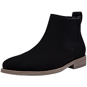 Jousen Men's Chelsea Boots Casual Suede Fall Ankle Boots Simple Style Boots for Men Size 10 (AMY658A Black 10)