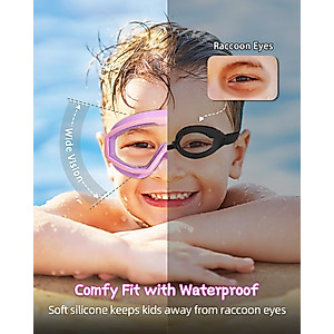 Water Space 2 Pack Swim Goggles Swimming Goggles for Kids Youth Girls Boys Aged 3-6 4-7 6-14 8-12, Toddler Goggles Anti-fog Waterproof Clear Anti-fog Wide Vision, Pool Underwater Goggles No-Leaking