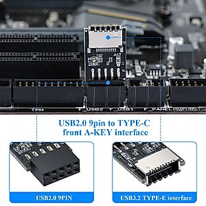 MZHOU USB 2.0 Front Panel Header USB 9pin to USB 2.0 Type-E Internal Adapter