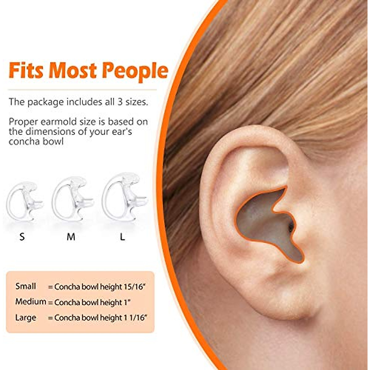 Zeadio Radio Replacement Earmold Earpiece, Soft Silicone Earmould Earbud Earplug for Walkie Talkie Acoustic Earpiece Headset, Two-Way Radio Coil Tube Audio Kits - Clear [8-Pair]