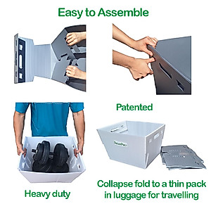 REUSEPAC Postal Mail Tote Nestable Box, Storage Bin Container, Laundry Basket for Home and Business, Corrugated Plastic, Lightweight, Heavy Duty, Foldable,10 Gal (nWhite 4 Pack)