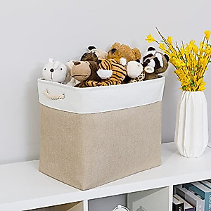 Bidtakay Storage Baskets for Shelves 17x12x15 in Beige Clothes Bins Storage for Closet Set of 2 Large Organization Baskets for Bedroom Blankets Dog Toy Basket Nursery Baby Baskets with Handles