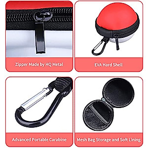 TOGETFACE Round Earbuds Case Portable EVA Carrying Case Organizer Phone Accessory Organizer with Carabiner for Headphones Earbuds Earpiece - red