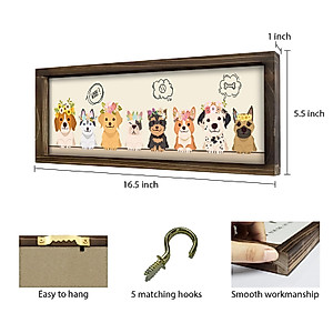 Kas Home Dog Wall Decor Wooden Key Holder Wall Mount with 5 Hooks, Cute Dog Wall Art Farmhouse Wood Key Rack Hanger for Entryway Hanging Wall Decorations (White - Dog, 5.5" x 16.5")