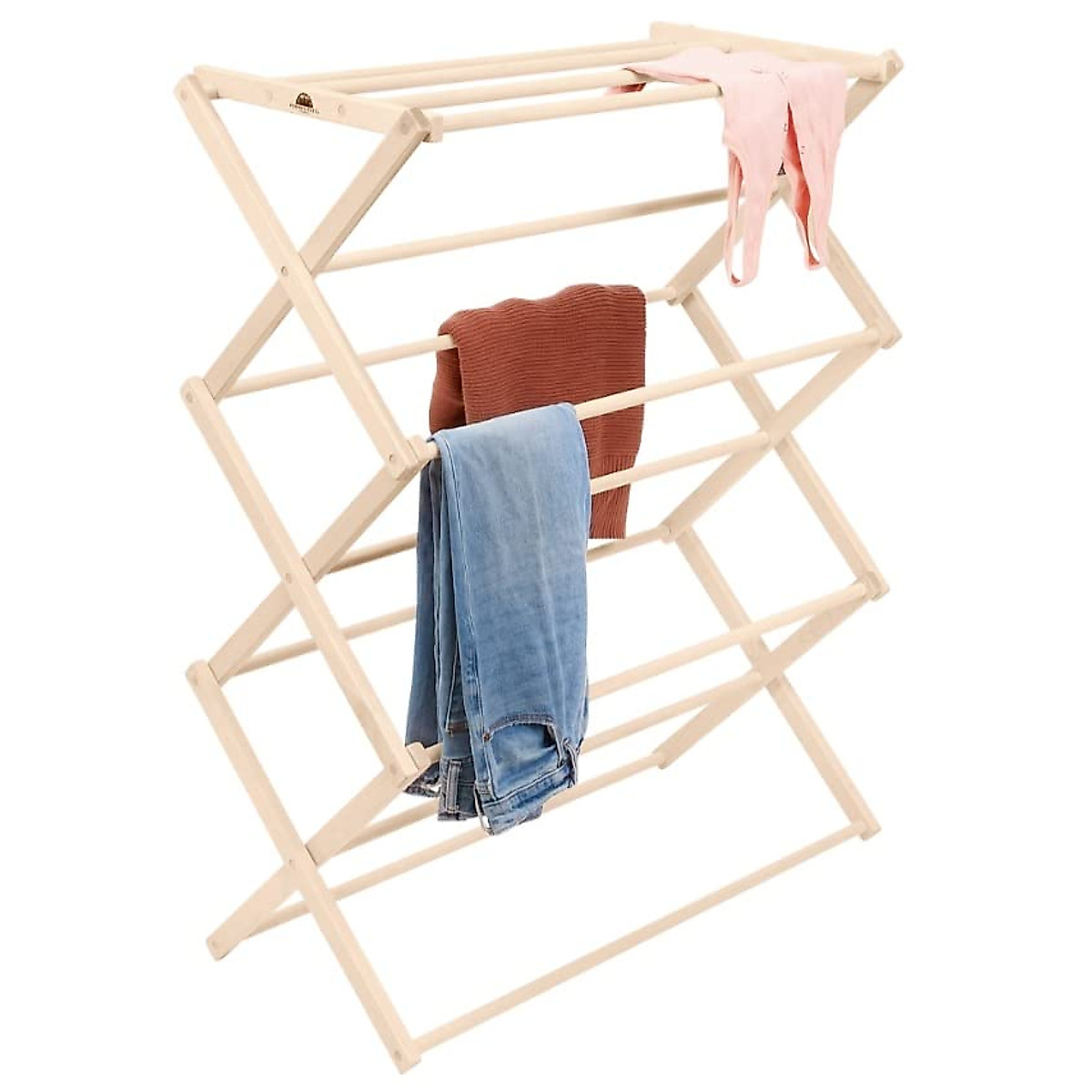 Pennsylvania Woodworks Premium American Maple Clothes Drying Rack - Handcrafted in Pennsylvania - Solid Wood Construction, Collapsible, Eco-Friendly Laundry Solution (Large)