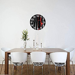 BUSHUO Archery Bow Hunting Us Flag Wall Clock Waterproof Decorative Clocks Lightweight Clock with Roman Numeral Hands Durable Round Wall Clock for Living Room Classroom Patio Bedroom