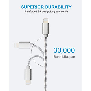 momen LED Charger Cable, 2 Pack 10FT Lightning Cable MFi Certified Data Sync Cord Compatible 13/12/11/XS Max/XS/XR/X/8/7/Plus/SE/iPad,iPhone Charger Cord Blue & Green