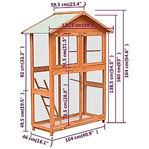 GOLINPEILO Bird Cage Solid Pine & Fir Wood 49.4"x23.4"x64.6"