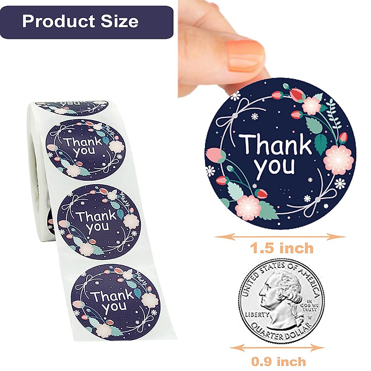 Hohamn Luminous Thank You Stickers Roll - 1.5 Inch 500PCS Glow in Dark Thank You Stickers for Bubble Mailers Packaging Wedding Baby Shower Birthday