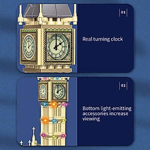 FEIDAMA Big Ben Building Set Model Kit with Lighting and Real Clocks, Architecture London World Famous Architectural Model Toys Gift for Kids and Adults(815pcs)