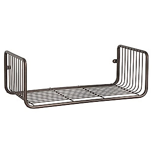 mDesign Wide Metal Wire Farmhouse Wall Decor Storage Organizer Shelf for Entryway, Hallway, Mudroom, Bedroom, Bathroom, Laundry Room - Wall Mount - Bronze