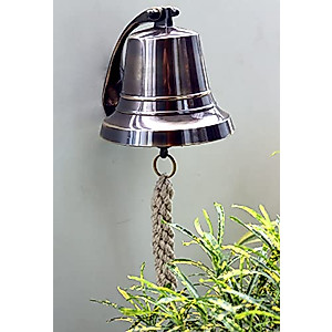 5" Solid Brass Bell Quality Marine Wall Mounted Ship Bronze Finished Hanging Bell Perfect for Dinner, Indoor, Outdoor, School, Bar, Reception, Last Order & Church by The Metal Magician
