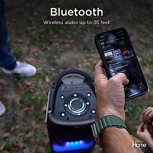 iHome iHPS-650LT Self Powered Wireless Bluetooth LED Lights 400 Watts Portable Party Speaker with EQ and FX