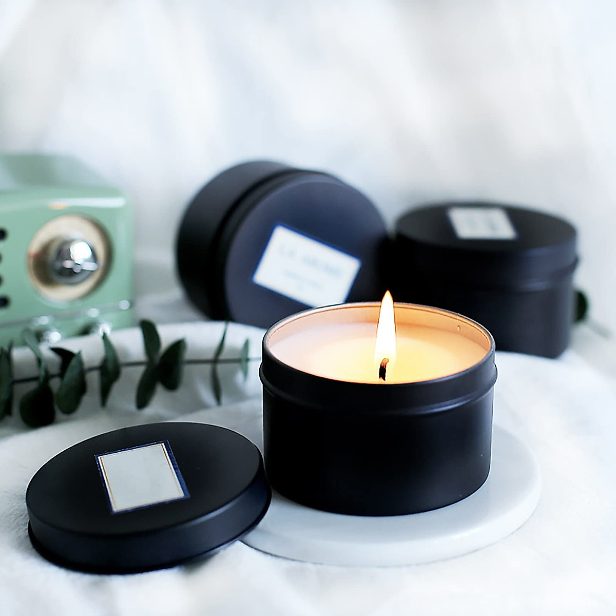 Frcctre 24 Pack Candle Tin, 8 Oz Black Metal Candle Jar with Lid, Bulk Candle Jar Candle Containers for DIY Candle Making, Arts, Crafts, Storage and Gifts