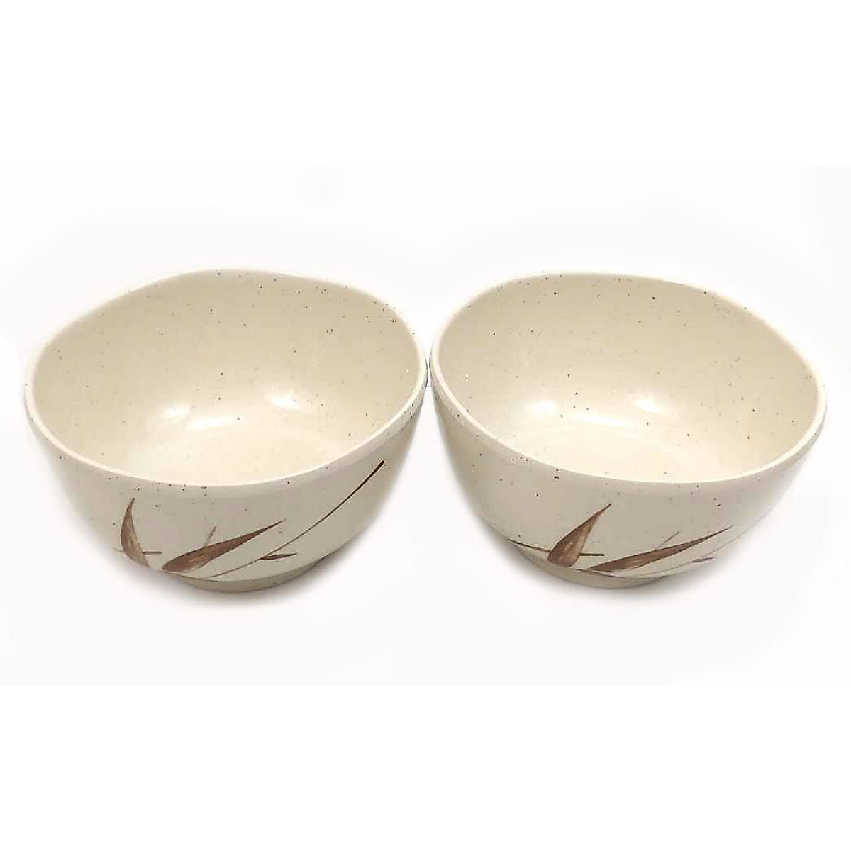 JapanBargain 2403, Set of 2 Japanese Style Soup Bowl Miso Soup Bowl Rice Bowl Snack Bowl Dessert Bowl Appetizer Bowl Salad Bowl, Beige Reed, 10 oz